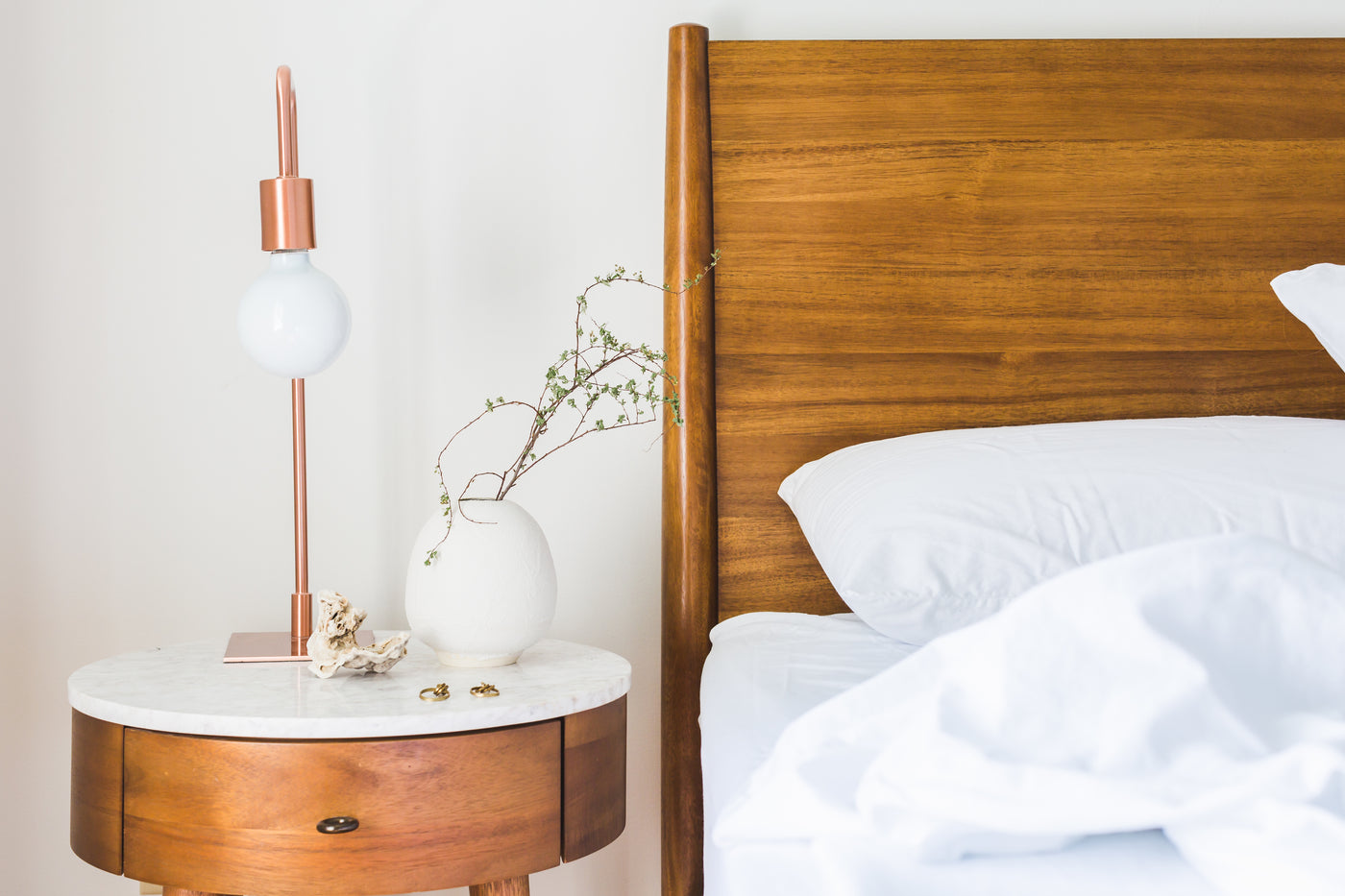 Bedroom interior with bedside lamp